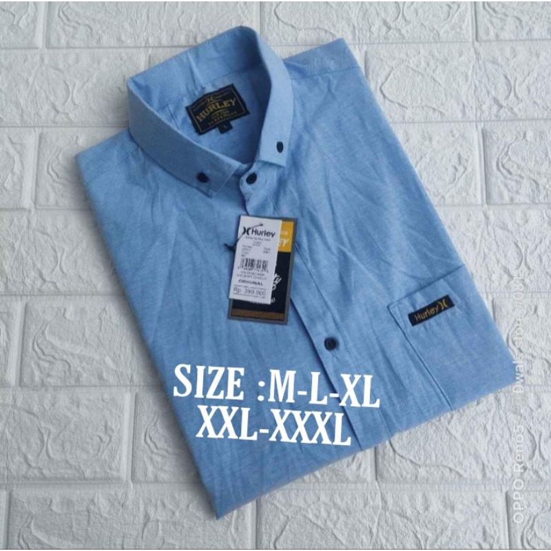 Jual Kemeja Blue Pria Lengan Pendek Warna Blue Denim Kemeja Kasual/Formal Kemeja Hem Jumbo ...