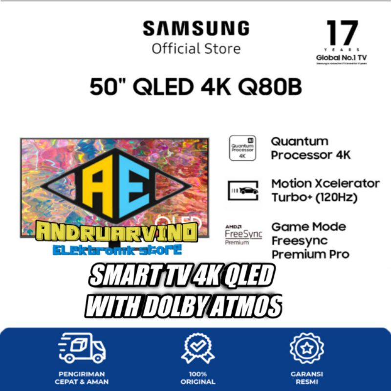 Jual SAMSUNG SMART TV 50 INCH QLED 4K Q80B DENGAN DOLBY ATMOS QA50Q80BAK | Shopee Indonesia
