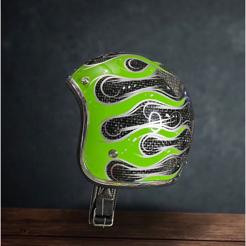 Jual Slimhead 500TX RAW ijho Flames - Helm Custom Vespa Chopper bobber ...