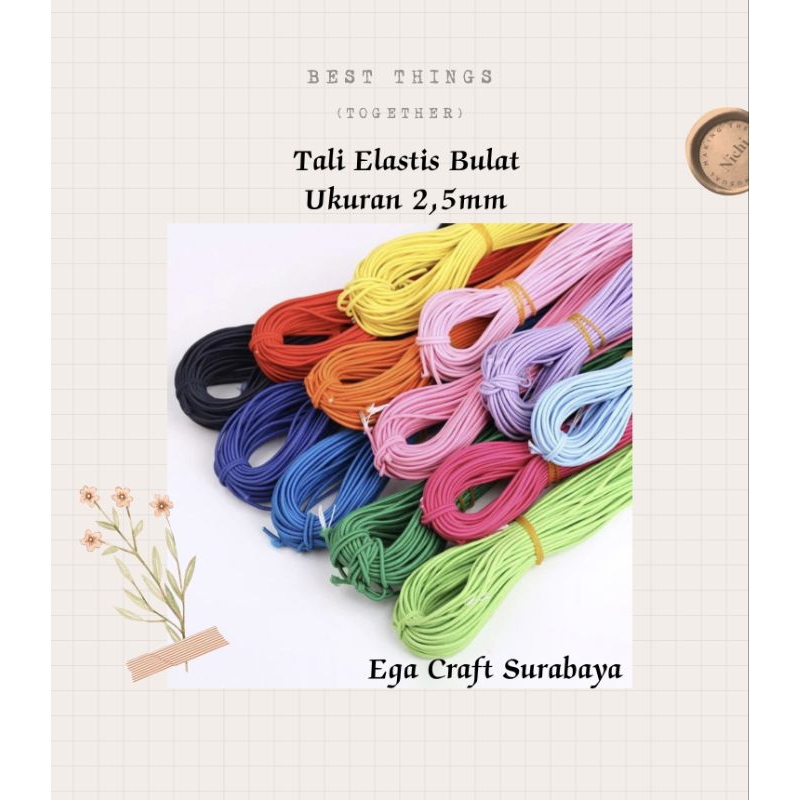 Jual tali elastik bulat uk 2.5mm tali karet bulat tali masker Per Meter ...