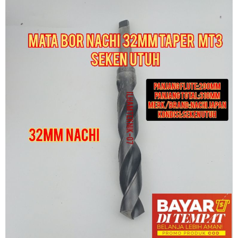 Jual mata bor Nachi 32mm taper mt3 mata bor besi mata bor taper mata bor Nachi mata bor hss ...