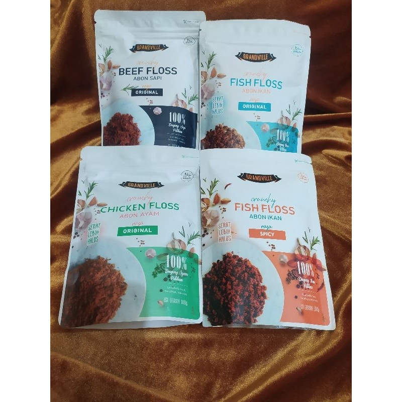 Jual Grandville Abon Sapi, Ayam, Ikan rasa Original dan Pedas 100 gram ...
