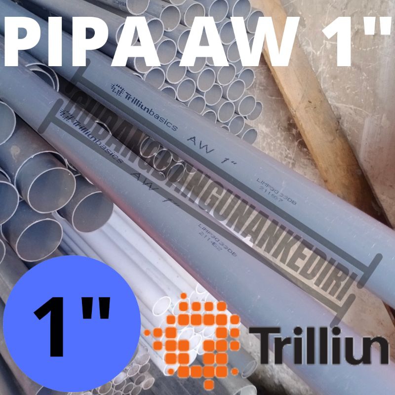 Jual Pipa PVC AW 1" TRILLIUN | Pipa AW 1" ABU TRILLIUN per 1 meter ...