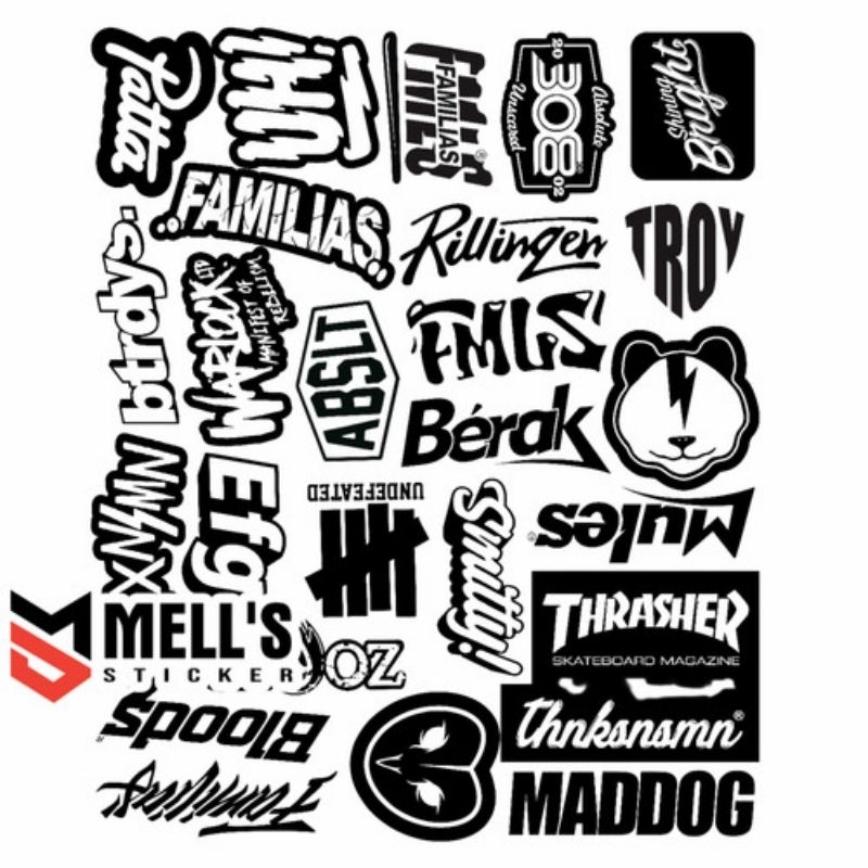 Jual Sticker aesthetic hitam putih Brand Distro Buat Helm Murah ...
