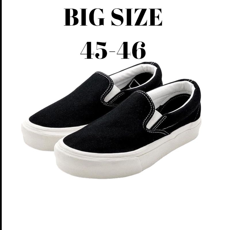 Jual SEPATU LOKAL BIG SIZE 45-46 POLOS SLIPON BLACK WHITE OG NOBRAND ...