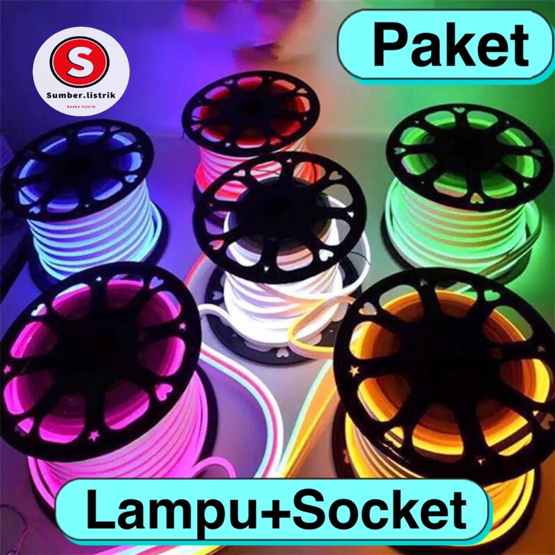 Jual Paket Lampu Neon Flex 220v 1m 2m 3m 4m 5m 5 meter Led Selang ...