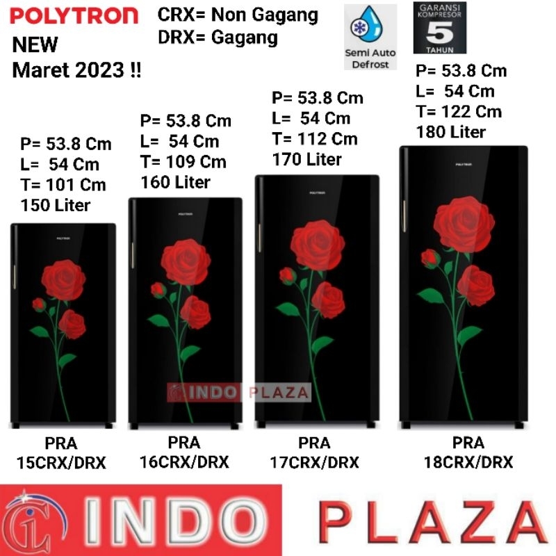 Jual KULKAS POLYTRON 1 PINTU PRA-15 / 16 / 17 / 18CRX / DRX NEW MARET ...