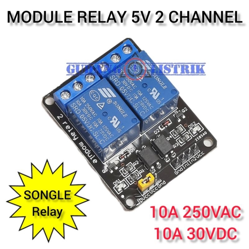 Jual Module Relay 5V 2 Channel Low Trigger 10A 250VAC Songle | Shopee ...