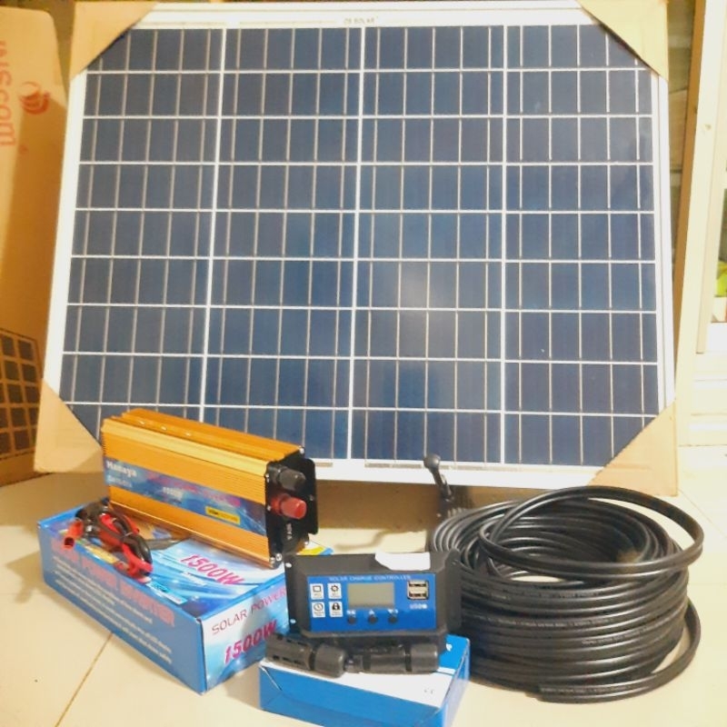 Jual Paket Solar Panel Tenaga Surya 50 Wp Inventer 1500 Watt | Shopee ...