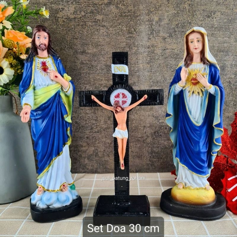 Jual Set Hadiah Patung Yesus Hati Kudus Padi dan Maria Hati kudus ...