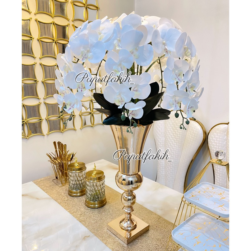 Jual Vas dan anggrek latex Flower Vase Gold / stainless Dekorasi Mewah ...