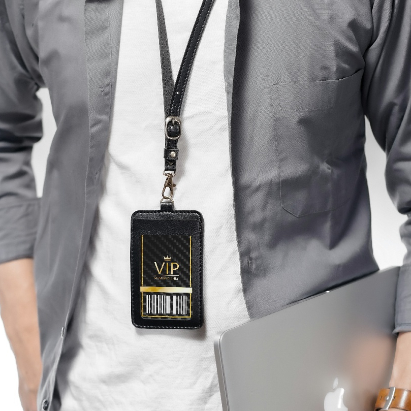 Jual Lanyard Dan Name Tag Id Card Holder Kulit Custom Tempat Id Card ...