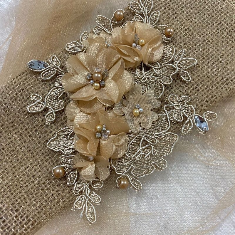 Jual Emilia Brocade Lace Premium 3D Flower Set Payet Brokat Handmade ...