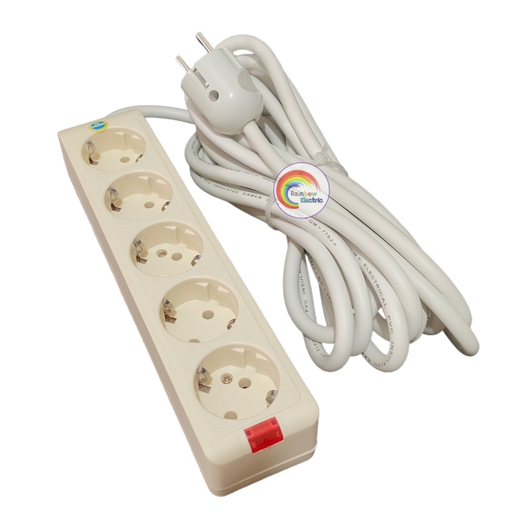 Jual Stop Kontak Listrik Rakit 1, 2, 3, 4, 5 Lubang Colokan + Kabel 5 Meter | Shopee Indonesia