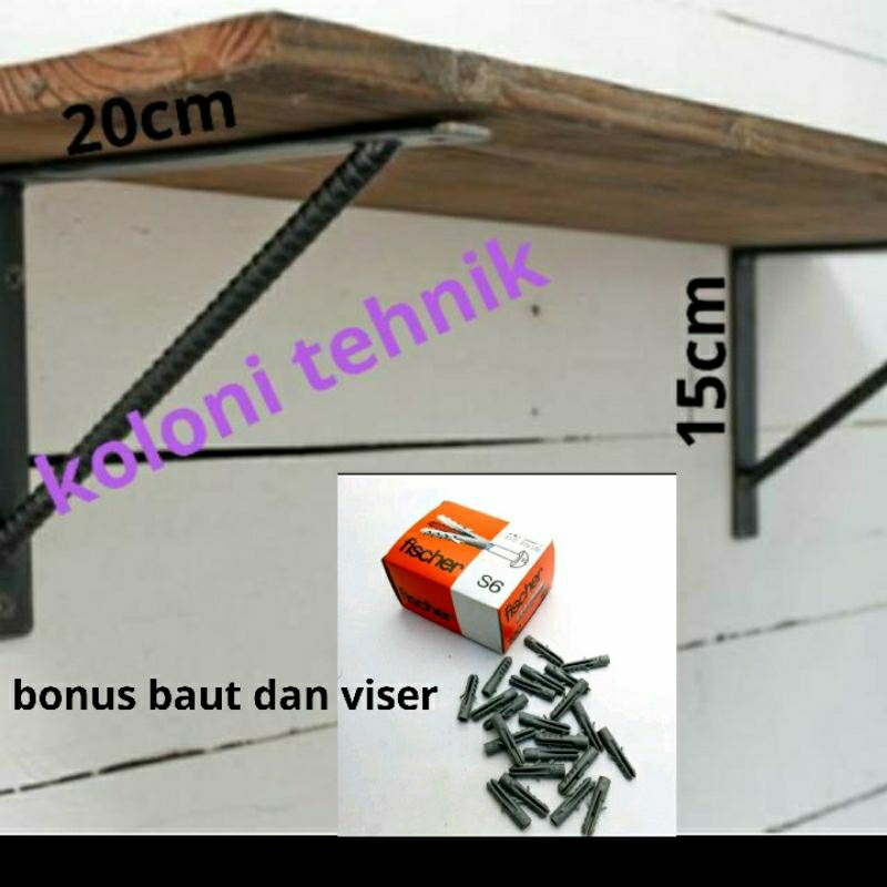 Jual rak dinding wall bracket besi siku kokoh ambalan kayu | Shopee ...