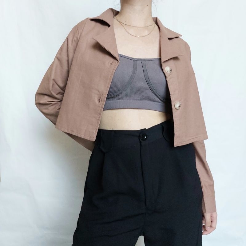 Jual (SALE CUCI GUDANG) Hanna Crop Shirt / Kemeja Crop Lengan Panjang ...