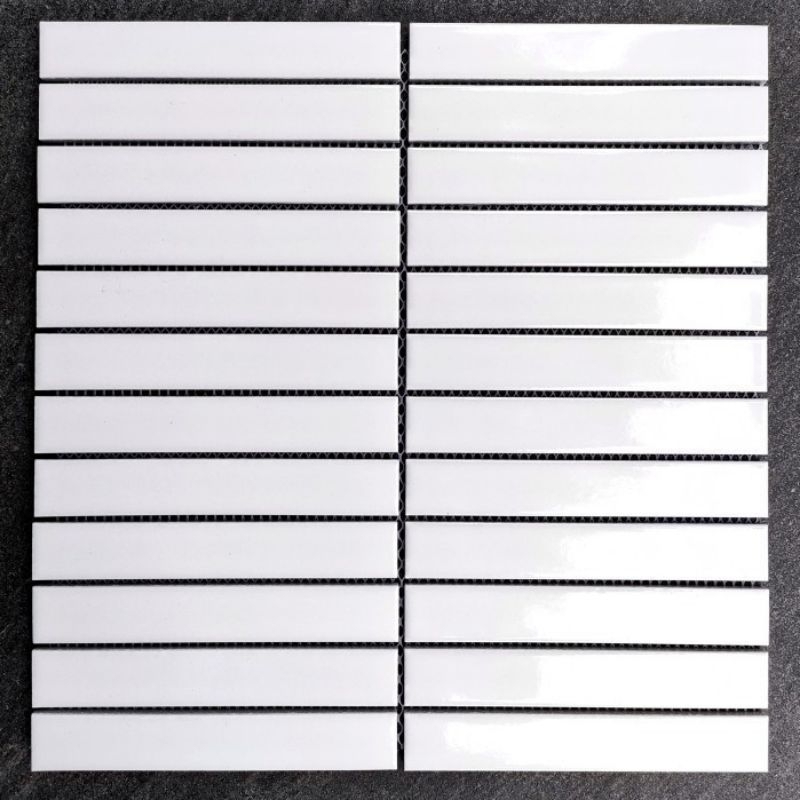 Jual Mosaic Singress Type Long Striped White Glossy - Mosaic Dinding ...