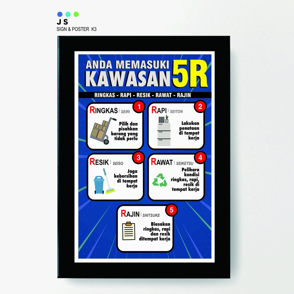 Jual Poster Safety K3 KAWASAN 5R + Frame A3 | Shopee Indonesia