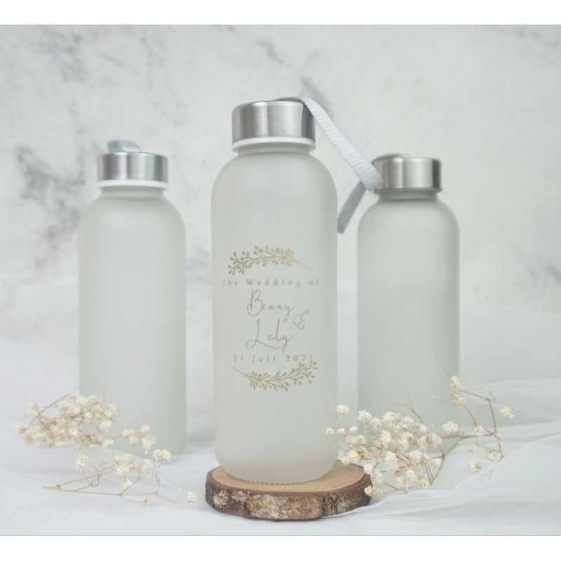 Jual botol kaca doff 420ml souvenir kemas / botol kaca bening souvenir ...