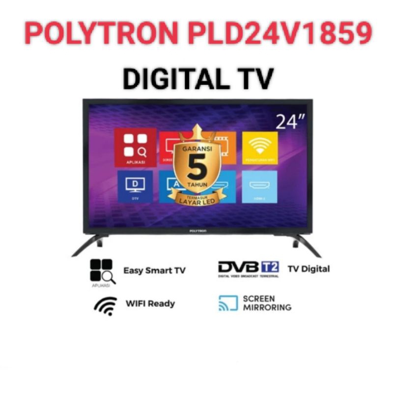 Jual LED POLYTRON PLD24V1859 DIGITAL EASY SMART TV SCREEN MIRRORING [ 24 INCH ] | Shopee Indonesia