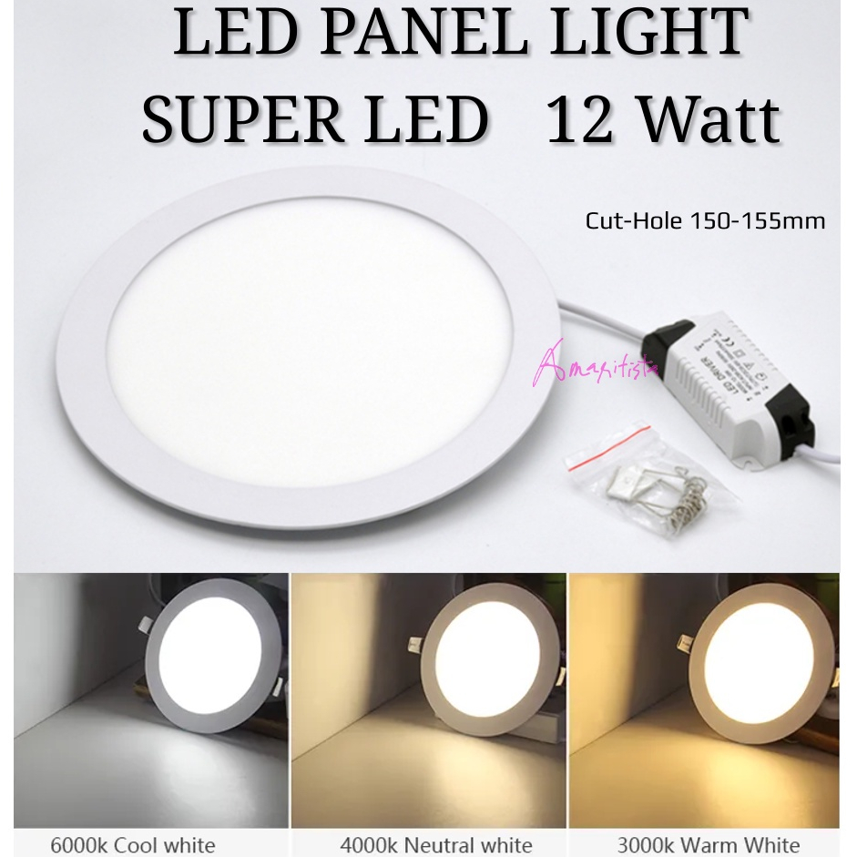 Jual Lampu Downlight LED Panel Slim 12W SUPERLED 220V Cut-out 150-155mm ...
