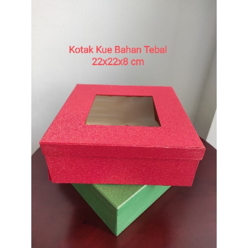 Jual Kotak kue/box kue merah 22 x 22 x 8 cm | Shopee Indonesia