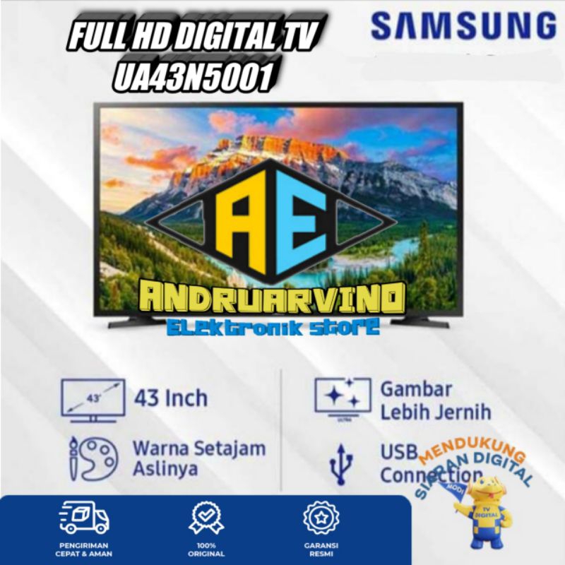 Jual LED TV SAMSUNG 43 INCH - UA43N5001 | UA43T5001 | UA43T5003 DIGITAL TV DVBT2 | Shopee Indonesia