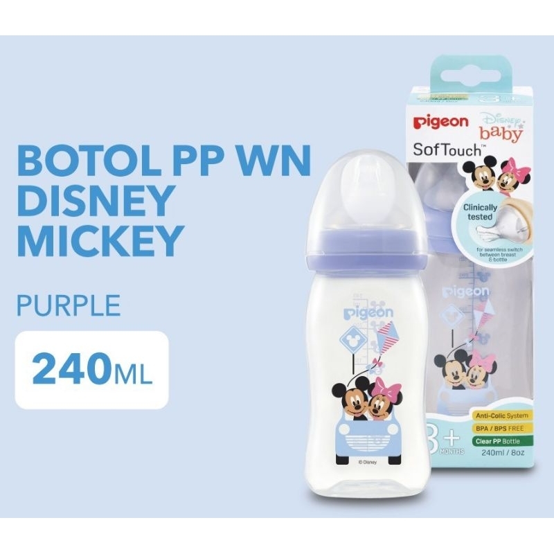 Jual Pigeon Botol PP WN Wide Neck Disney Mickey Minnie 160ml 240ml | Shopee Indonesia