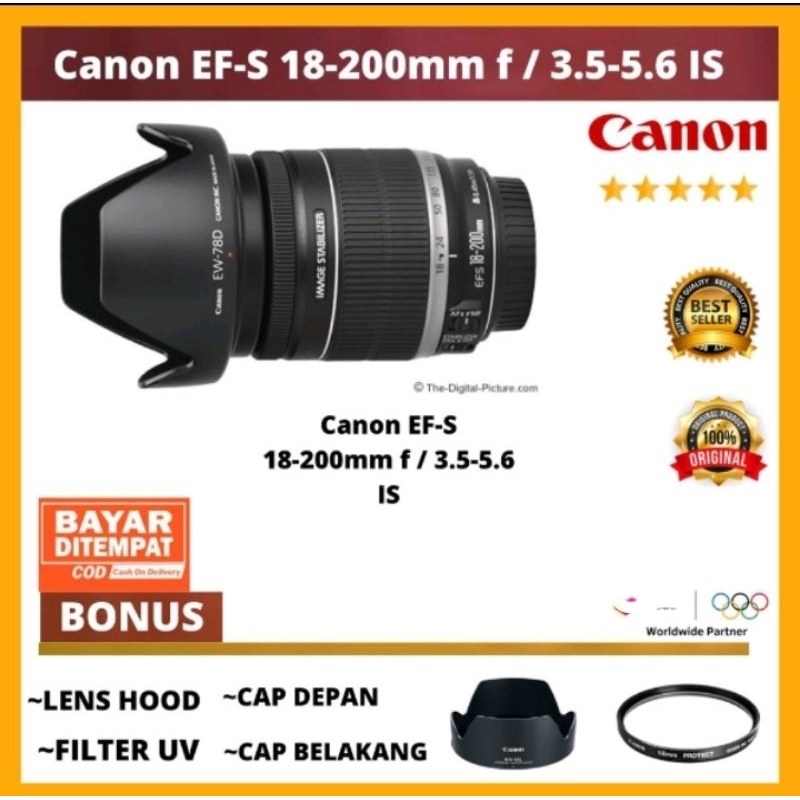Jual Canon EF-S 18-200mm f / 3.5-5.6 IS | Shopee Indonesia