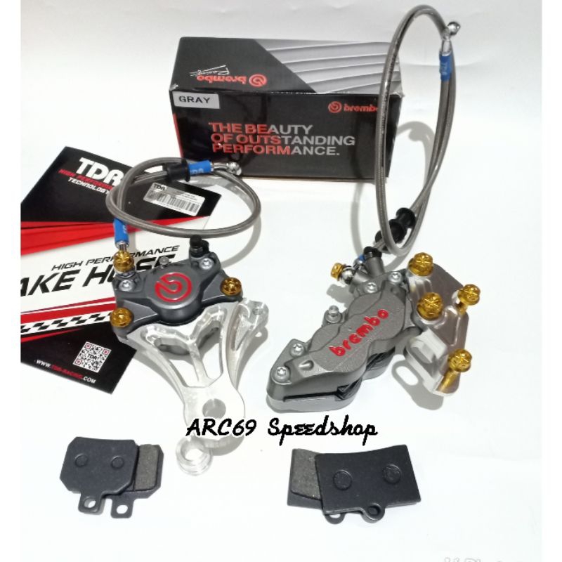 Jual Paket Kaliper Set Big pot + 2 piston Big Logo merah Komplit + Breket Ninja SS,R,RR Harga ...