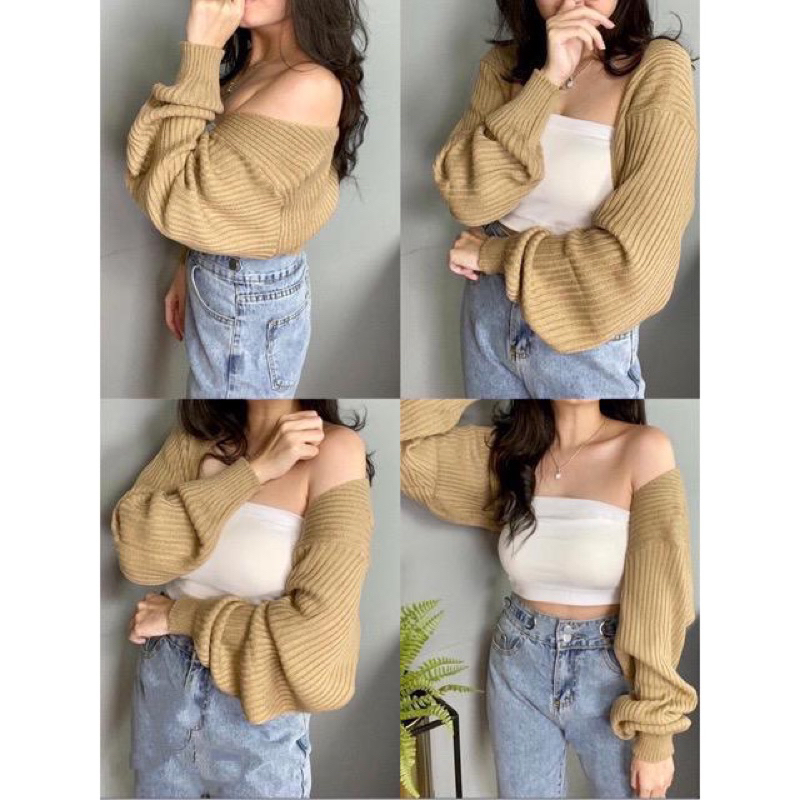 Jual Cardigan Liam Oversize Crop / Balero / Outer knit premium / Crop cardy - by Lafbeaute ...