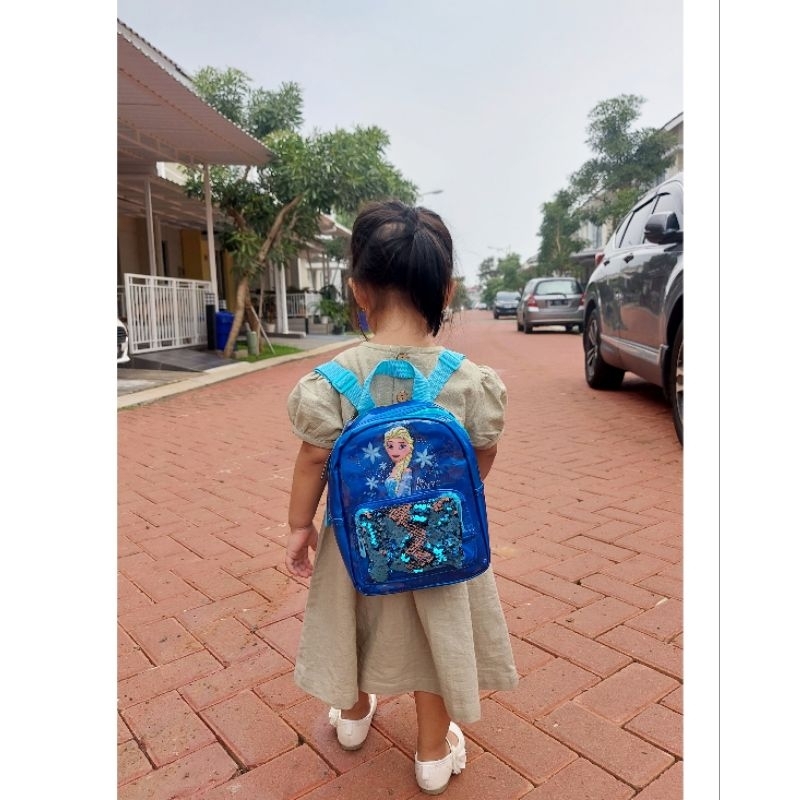 Jual TAS RANSEL ANAK ELSA FROZEN SEQUIN BLUE (MINI) | Shopee Indonesia