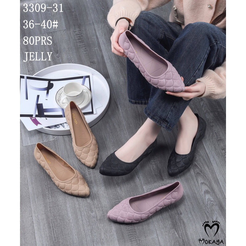 Jual Sepatu Jelly Wedges Mokaya 3309 Motif Kerang | Shopee Indonesia