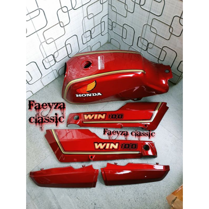 Jual Tangki Honda win 100 plus cover body sett warna Merah limited ...