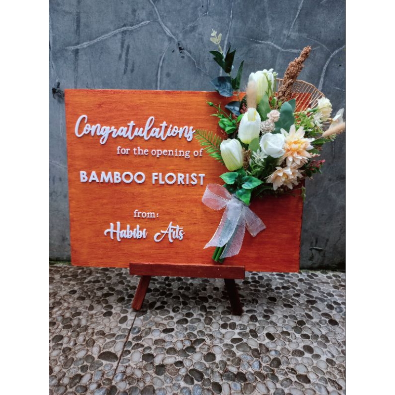 Jual Papan Bunga / Karangan Bunga Mini / Papan Bunga Rustic 30x40cm ...
