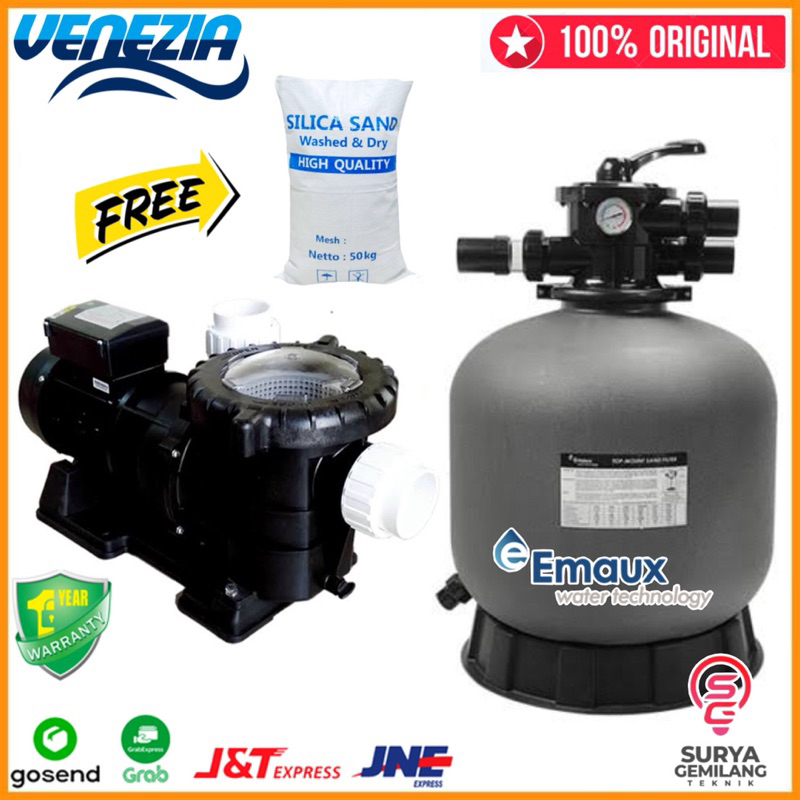 Jual Paket Mesin Pompa Kolam Renang Venezia 2Hp + Sand Filter Emaux 21 ...