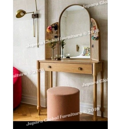 Jual Meja Rias Minimalis jati Rotan + kursi puff ( meja rias jati, meja rias murah,meja rias ...