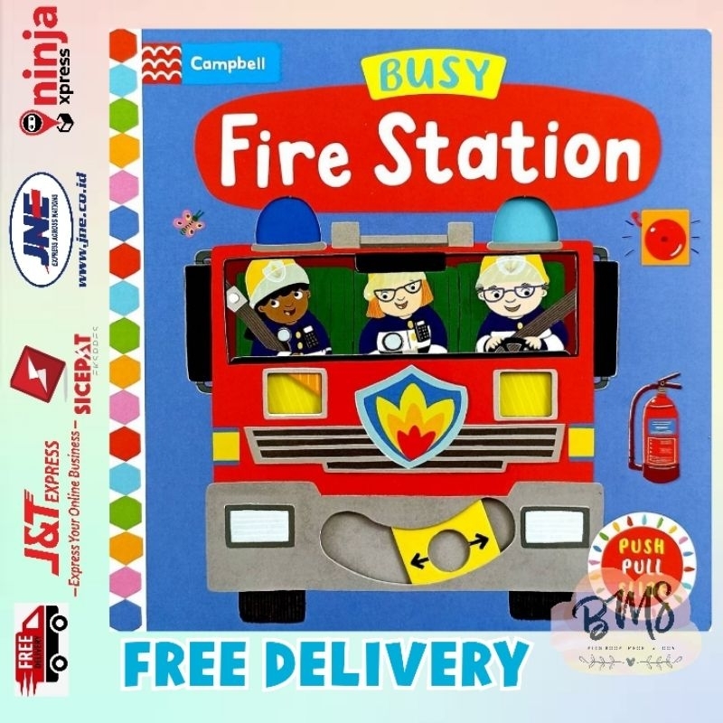 Jual Busy Fire Station - Push Pull Slide Board Book campbell book ...