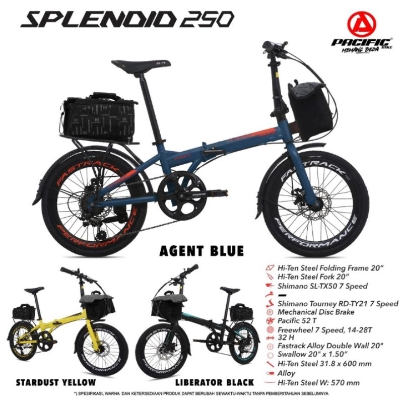 Jual Sepeda 20" Inch Lipat Folding Splendid 250 1x7 Speed | Shopee ...