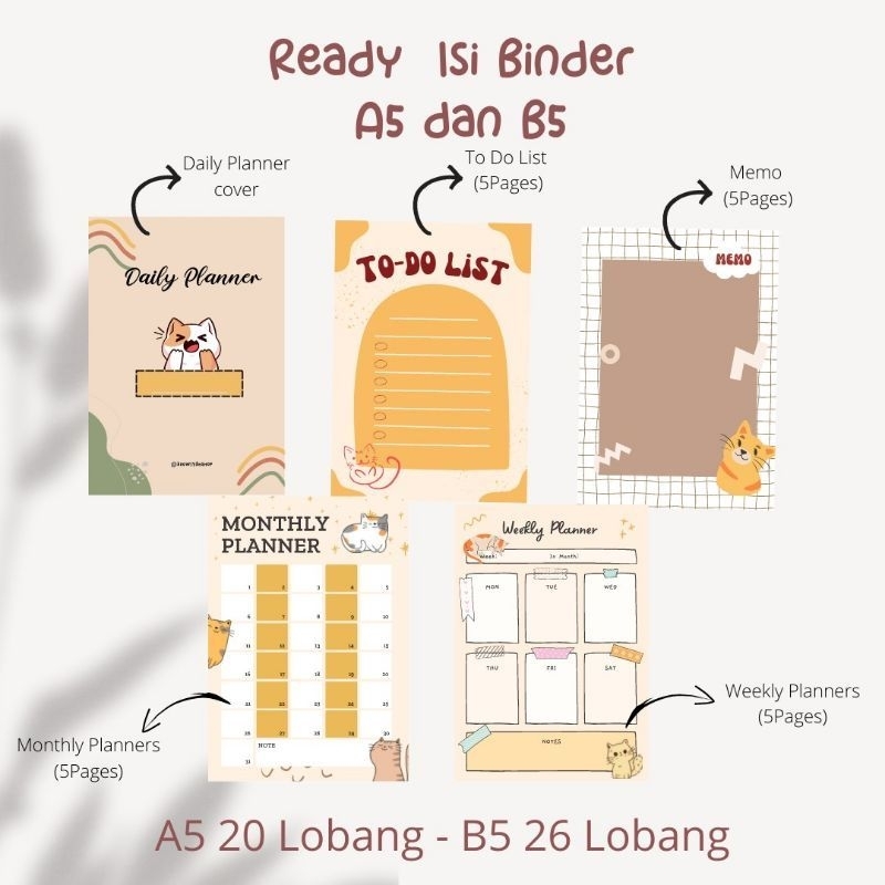 Jual paket Kertas Daily Planner ukuran A5 isi 20 Lembar/paket | Shopee ...