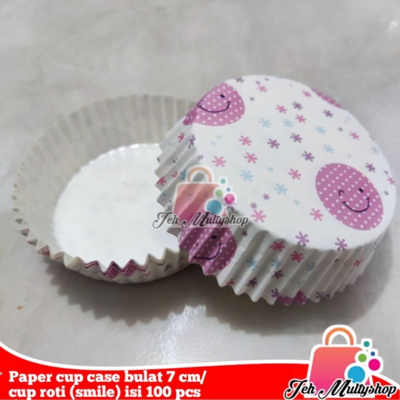 Jual Paper cup case laminasi bulat 7 cm/ cup roti (smile) isi 100 pcs ...