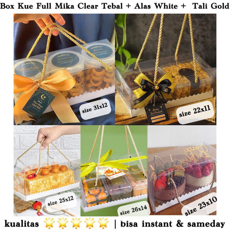 Jual Cake Box Transparan Full Mika Kokoh Tebal +Tali Gold+Alas Kotak ...