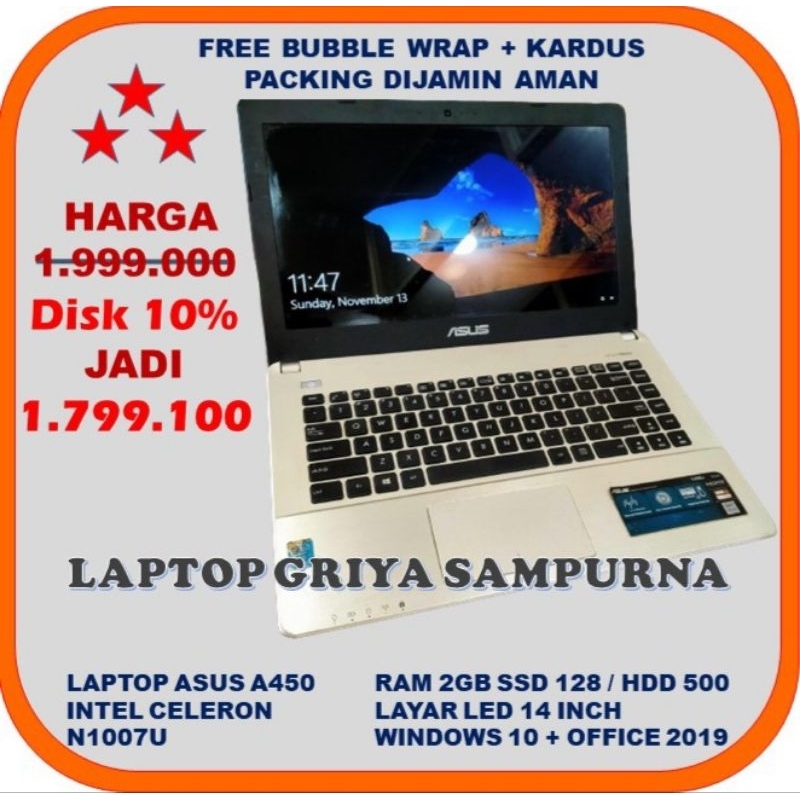 Jual Laptop Asus A450 Laptop Pekerja Mahasiswa Pelajar SSD | Shopee ...
