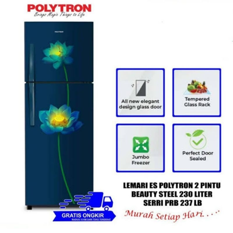 Jual KULKAS POLYTRON PRB 237 PRB237 2 DUA PINTU DOUBLE DOOR KAPASITAS ...