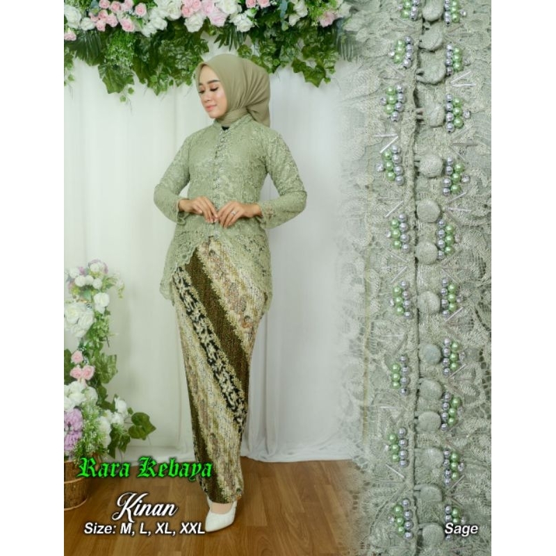 Jual Setelan Kebaya Kinan Wisuda Payet Mewah 2023 | Kebaya Modern Elegan | Kebaya Kancung Depan ...