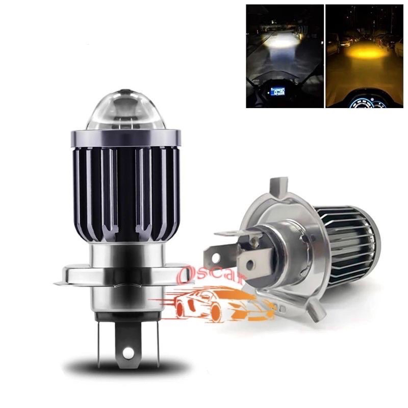 Jual Lampu Led Utama motor/mobil D2 H4 Laser putih+putih/putih+kuning AC DC | Shopee Indonesia