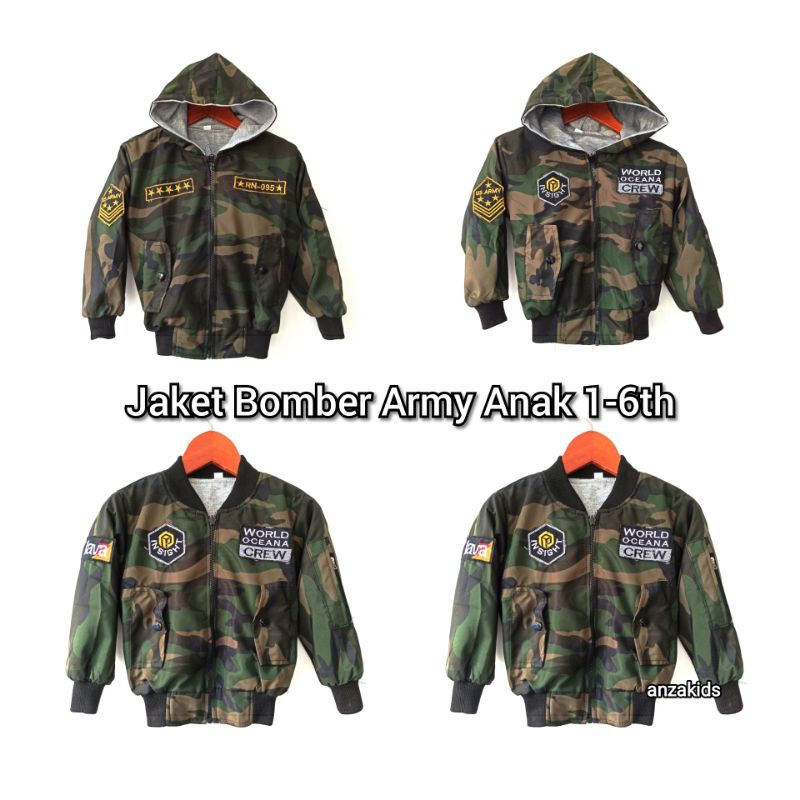 Jual Jaket Bomber Army Anak 1-6th / Jaket Anak Unisex Laki-laki ...