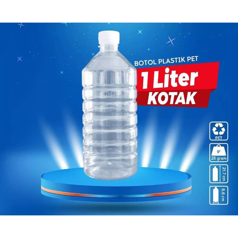 Jual Botol 1 Liter Kotak Botol Plastik 1Liter Kotak Botol PET Model ...