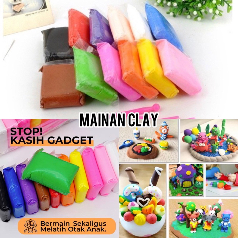 Jual Mainan Clay - Clay Polymer 12 Warna | Shopee Indonesia