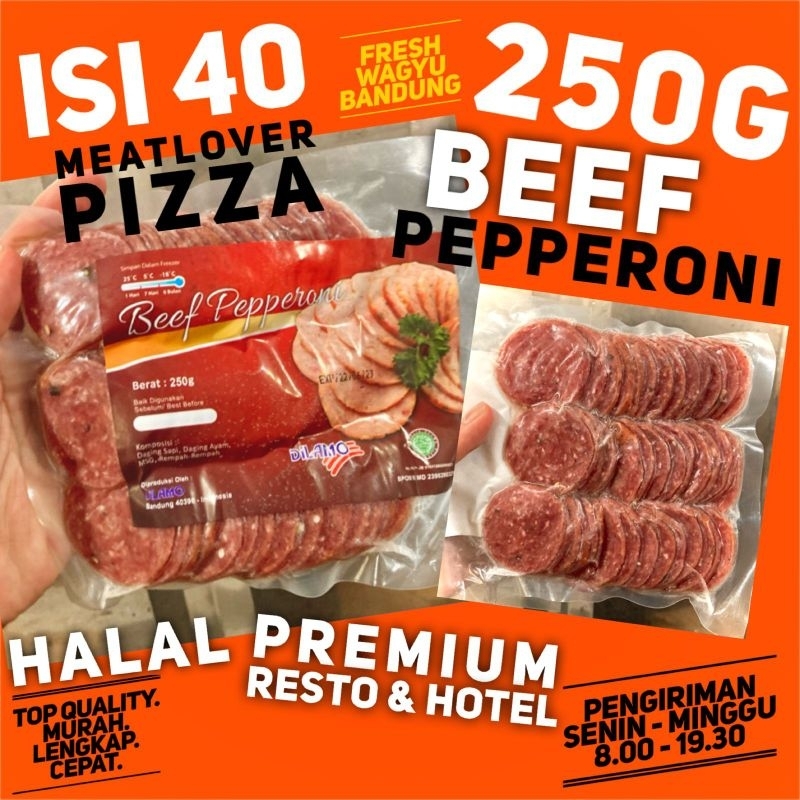 Jual DILAMO BEEF PEPPERONI TOPPING PIZZA SOSIS SAPI HALAL PREMIUM 250g ...